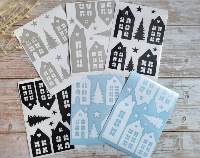 Aufkleber Häuser Häuserreihe Sticker verschiedene Größen - Etsy.de