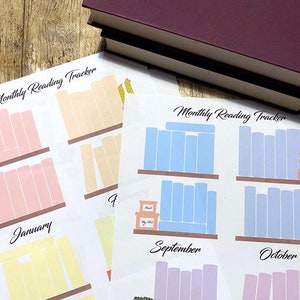 Reading Tracker Rainbow Bookshelf Printable A4 Monthly and Yearly Book ...