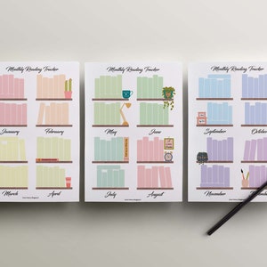 Reading Tracker Rainbow Bookshelf Printable A4 Monthly and Yearly Book ...