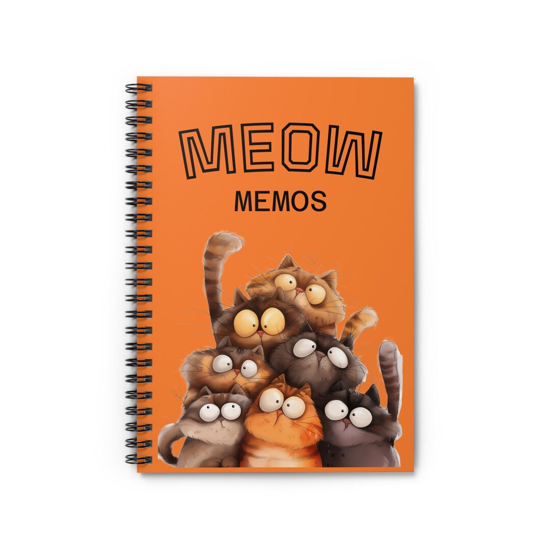 Funny Cat Design Spiral Notebook – Meow Memos, Ruled Line - Etsy