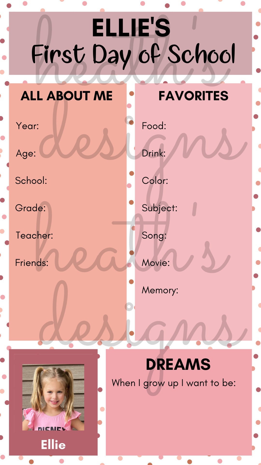First Day of School Fillable Template - Etsy
