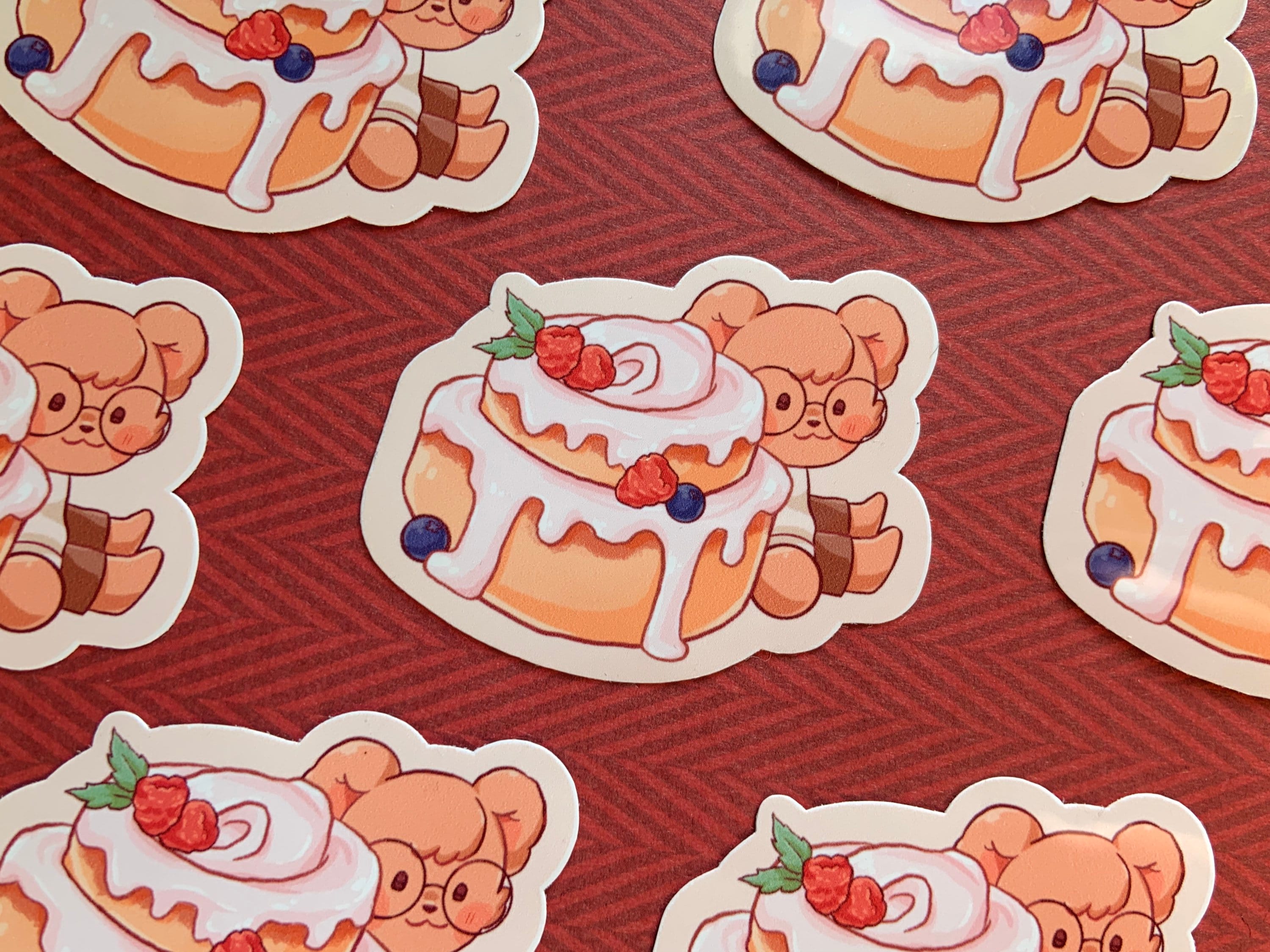 Sweet Cinnamon Roll Bear Sticker Cute Kawaii Die-cut Cinnabon Dessert ...