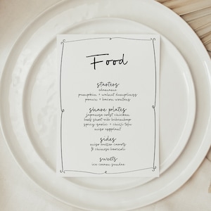 ILLUSTRATED MENU TEMPLATE | Hand Drawn Curly Border Menu, Handwritten ...