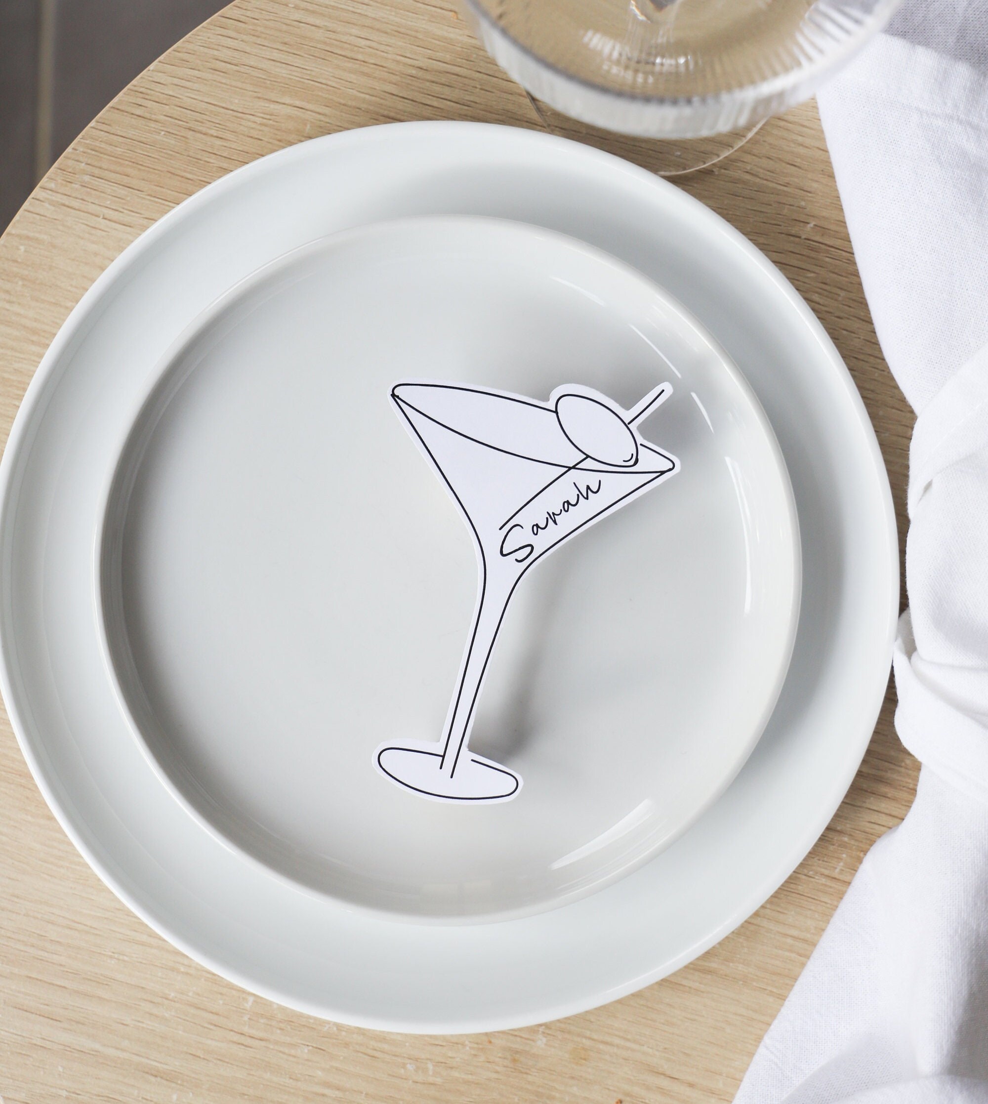 Wave Border MENU & Martini Shaped PLACE CARD Templates | Hens ...