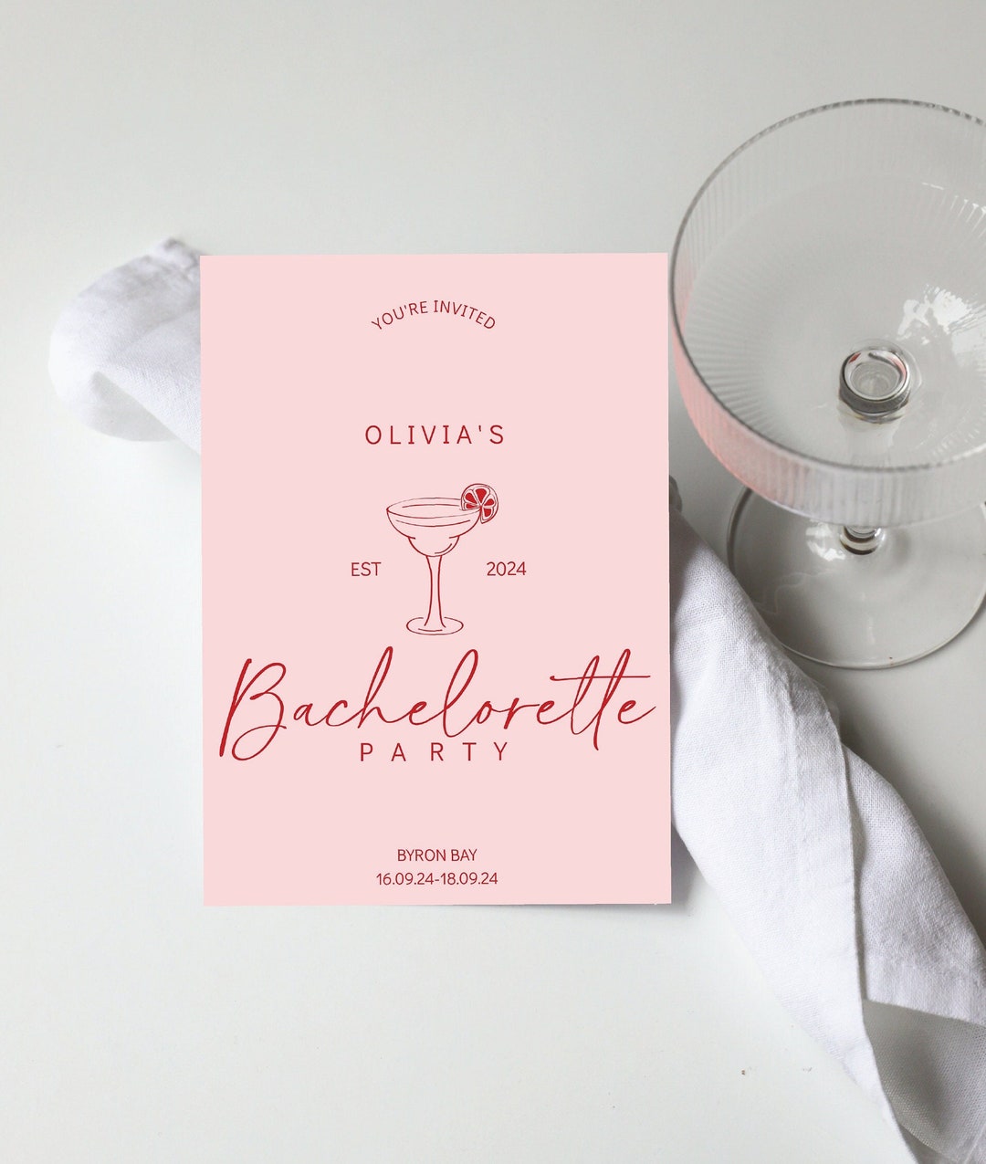 Pink Margarita Bachelorette Invitation Template | Margs and Matrimony ...