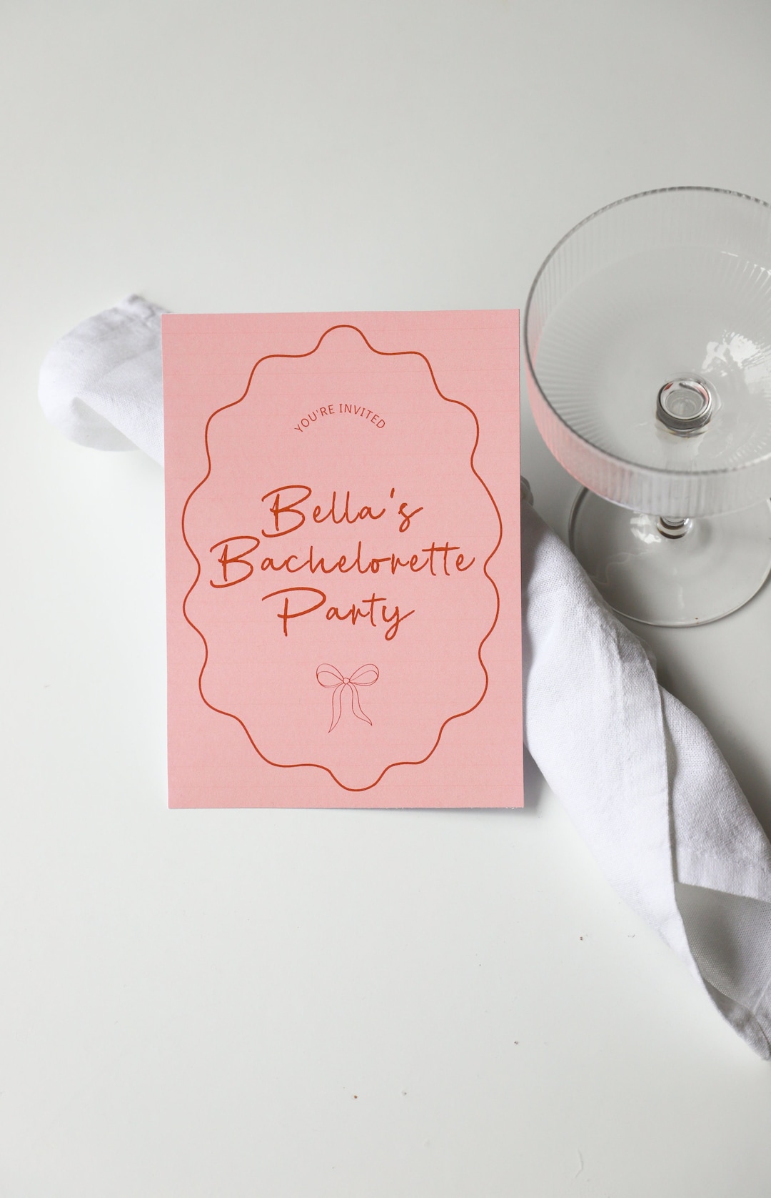 Pink and Red Hand Drawn Bow Invitation Template | Hand Written Bow ...