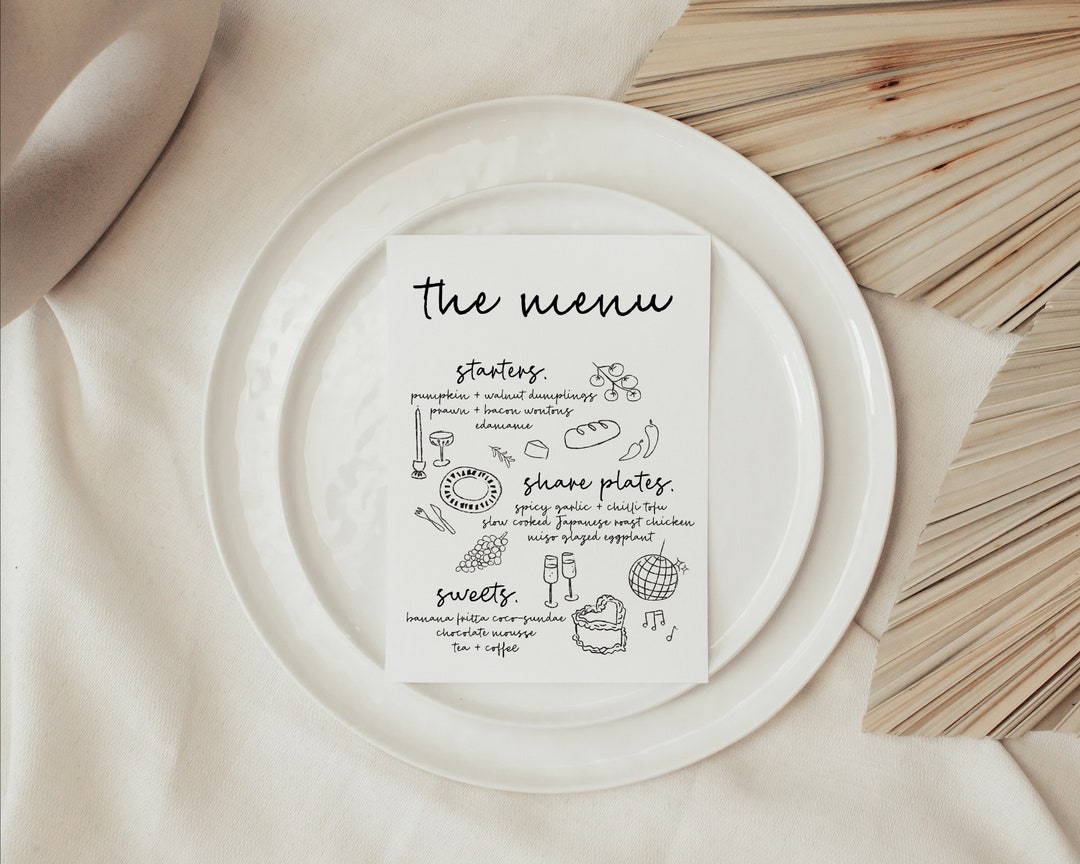 HAND DRAWN MENU Template | Handwritten Dinner Menu, Scribble ...