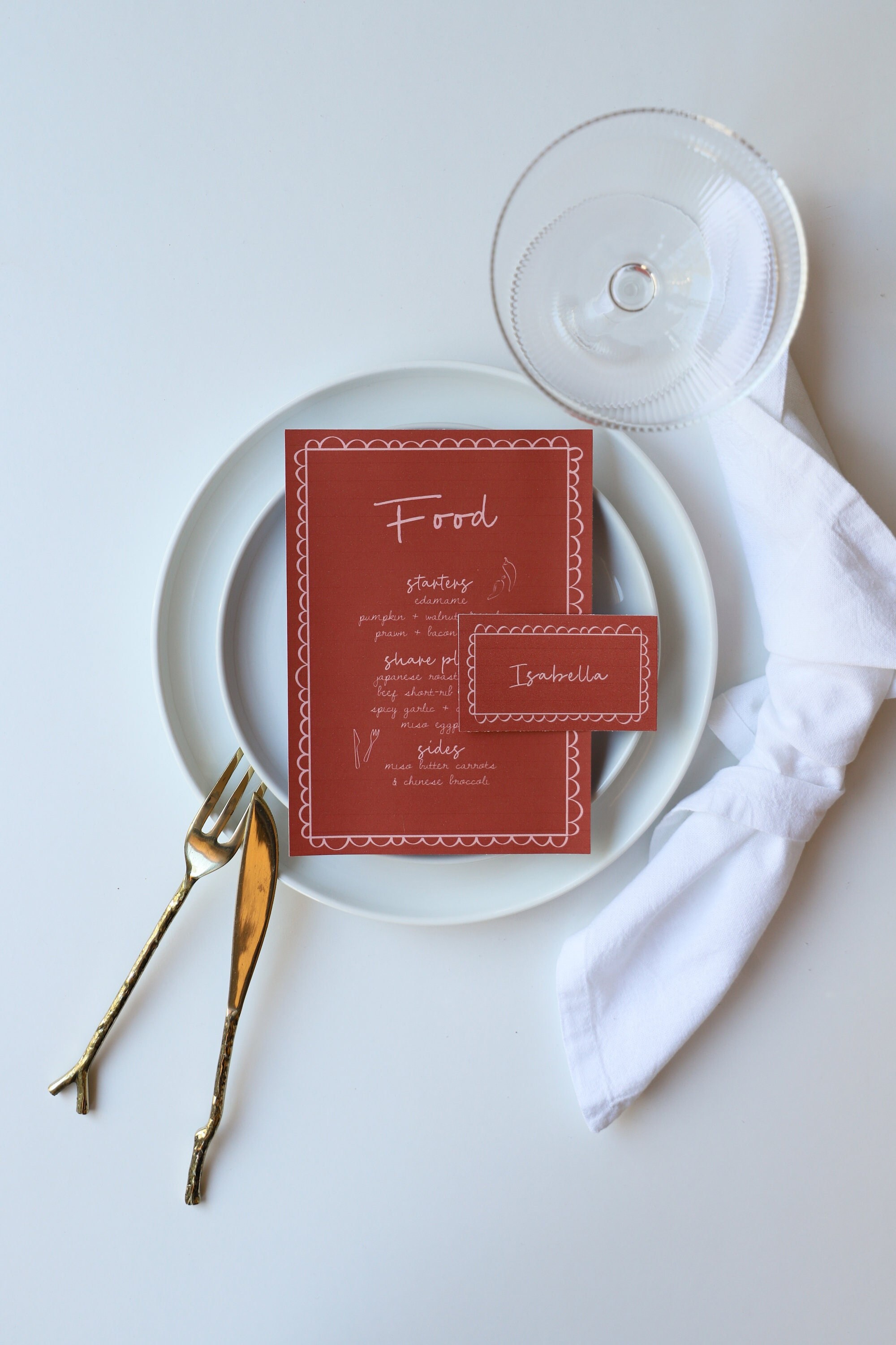 Italian Style Menu & Place Card Template | Scalloped Border Menu, Hand ...