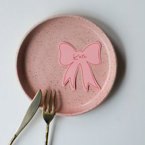 Blush Pink BOW SHAPED PLACECARD Template | Hand Drawn Bow Illustration ...