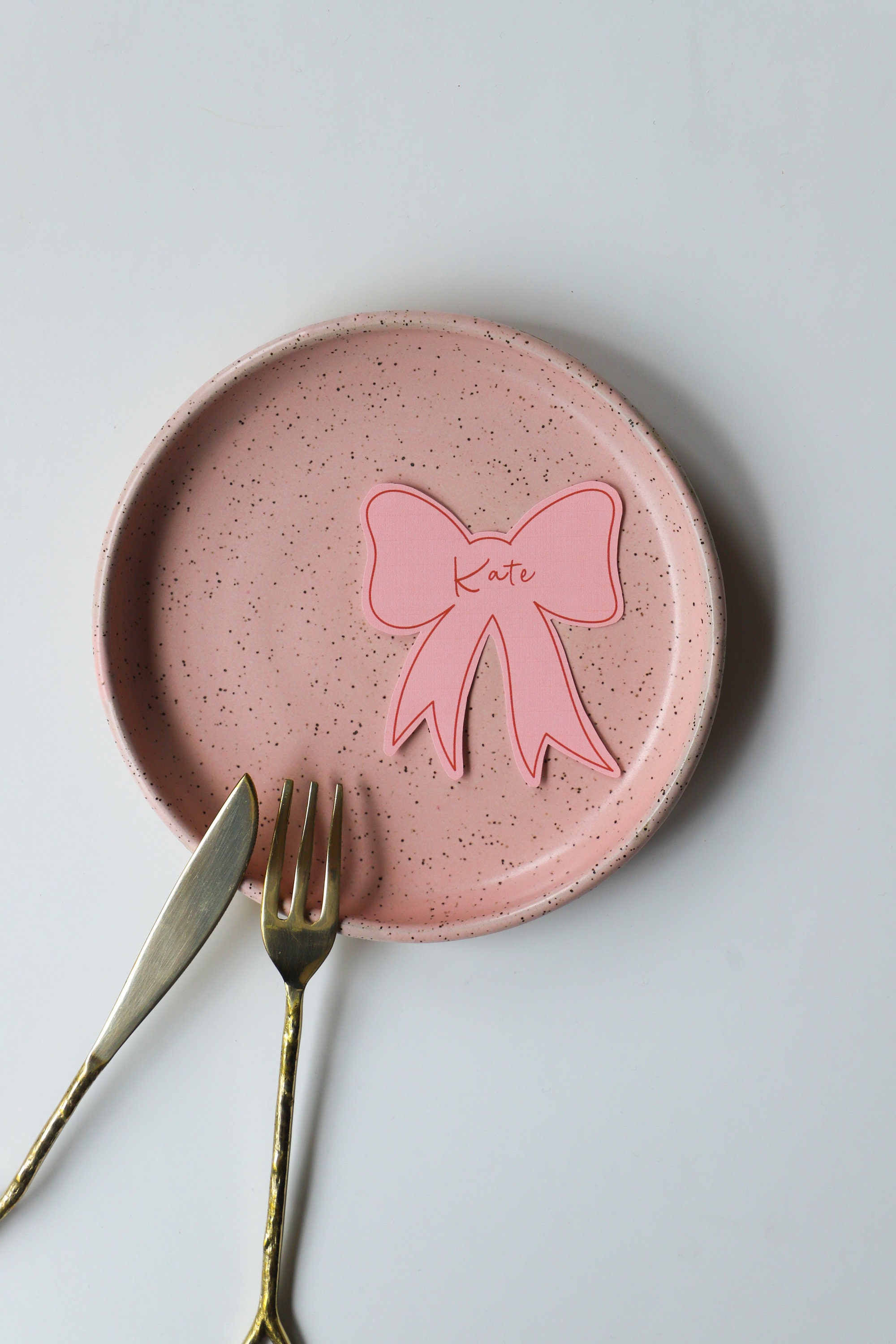 Blush Pink BOW SHAPED PLACECARD Template Hand Drawn Bow Illustration ...