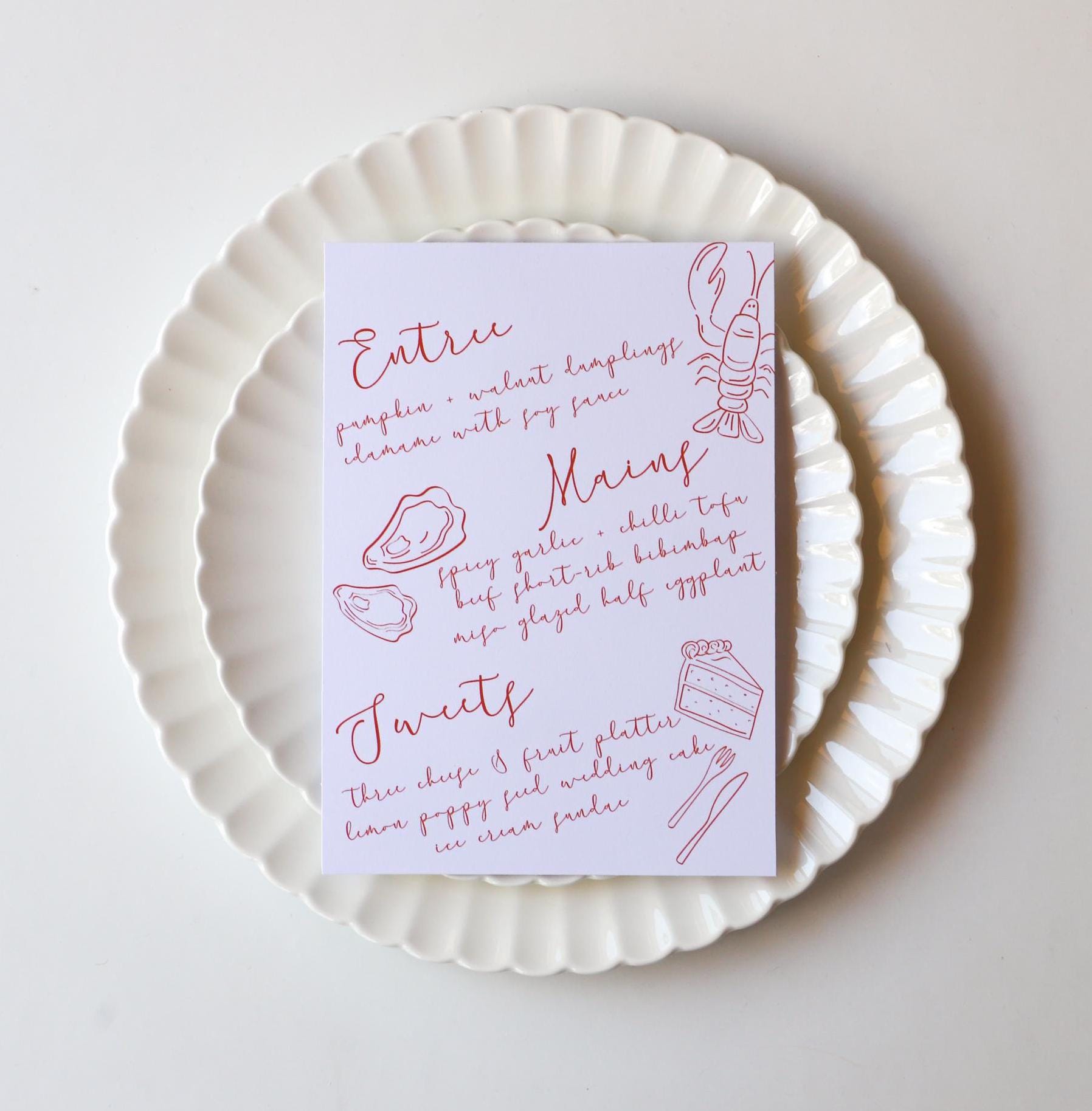 Red Illustrated Hand Written Menu Template | Oyster Illustration, Hand ...