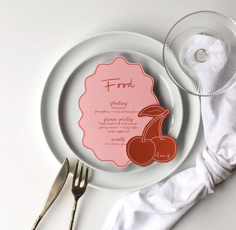 Cherry Shaped Place Card Template Mon Cheri Bachelorette Party, Cherry ...