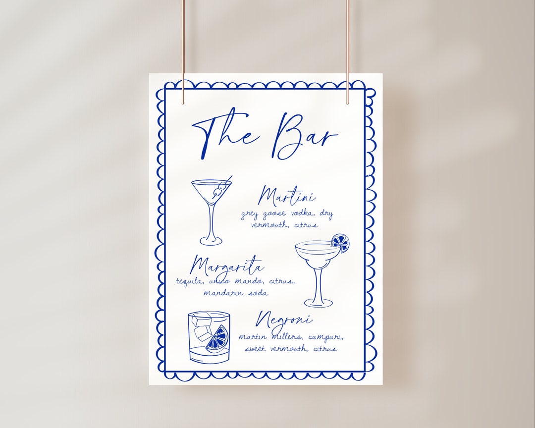 Cocktail Bar Sign | La Dolce Vita Bar Sign, Scalloped Border Bar Sign ...