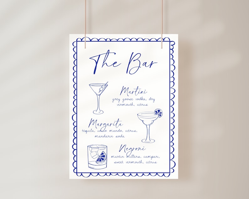 Cocktail Bar Sign | La Dolce Vita Bar Sign, Scalloped Border Bar Sign ...