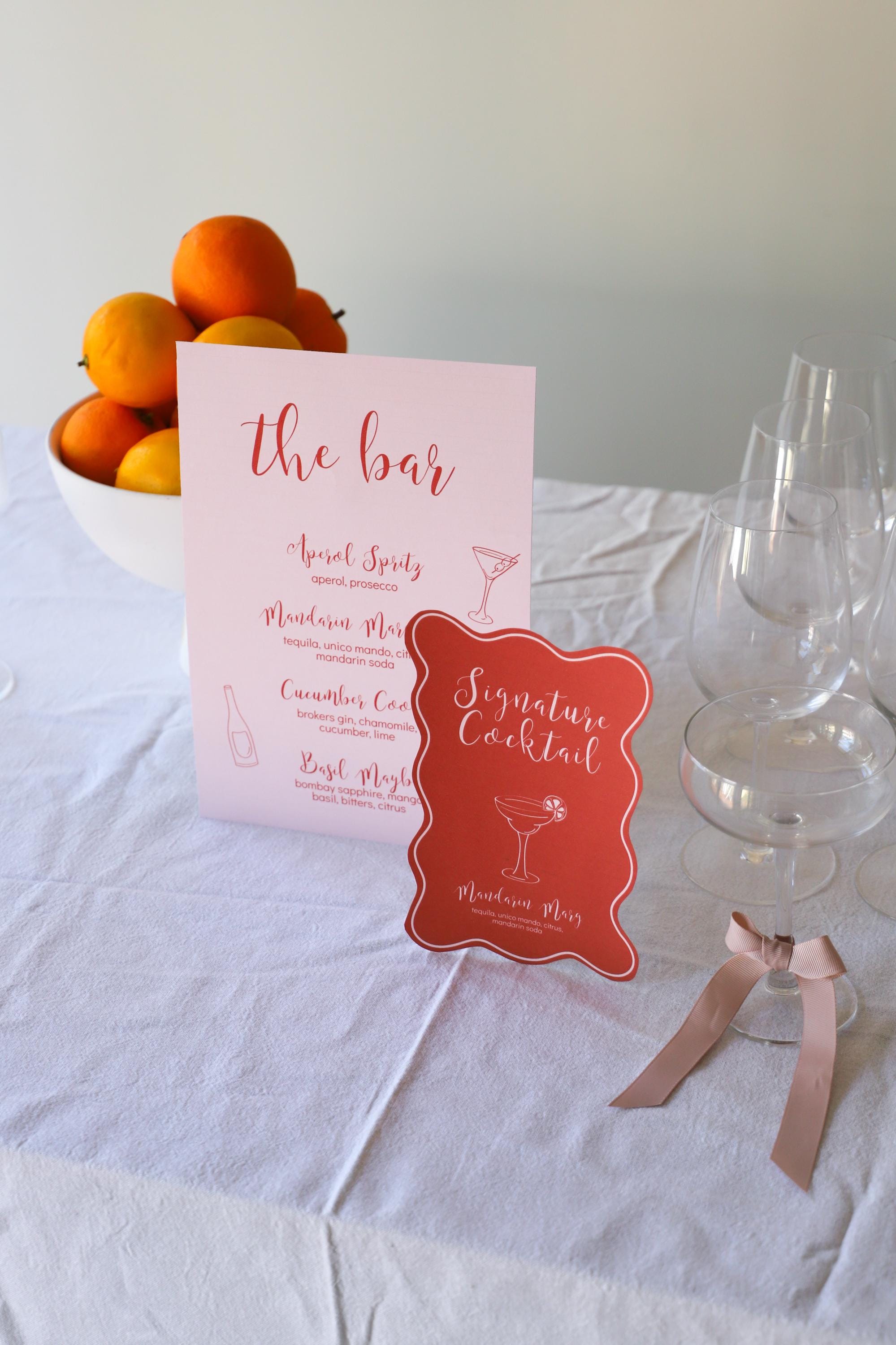 Wavy Bar Menu Sign Template, Custom Bar Sign Set, Illustrated Bar Sign ...