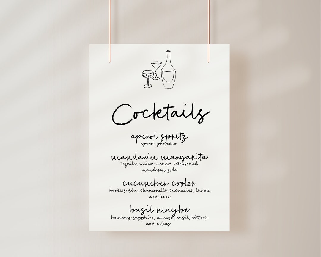 ILLUSTRATED BAR SIGN | Hand Drawn Scribble Bar Sign, Handwritten Menu ...