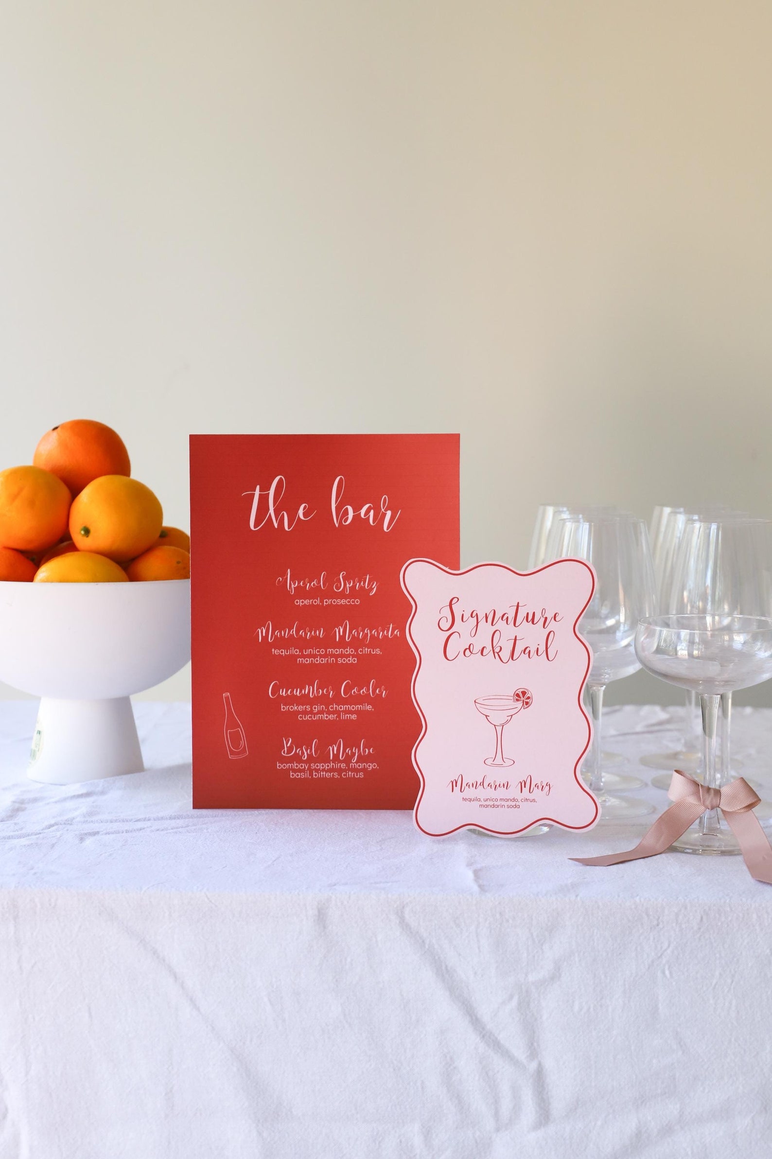 Wavy Bar Menu Sign Template, Custom Bar Sign Set, Illustrated Bar Sign ...