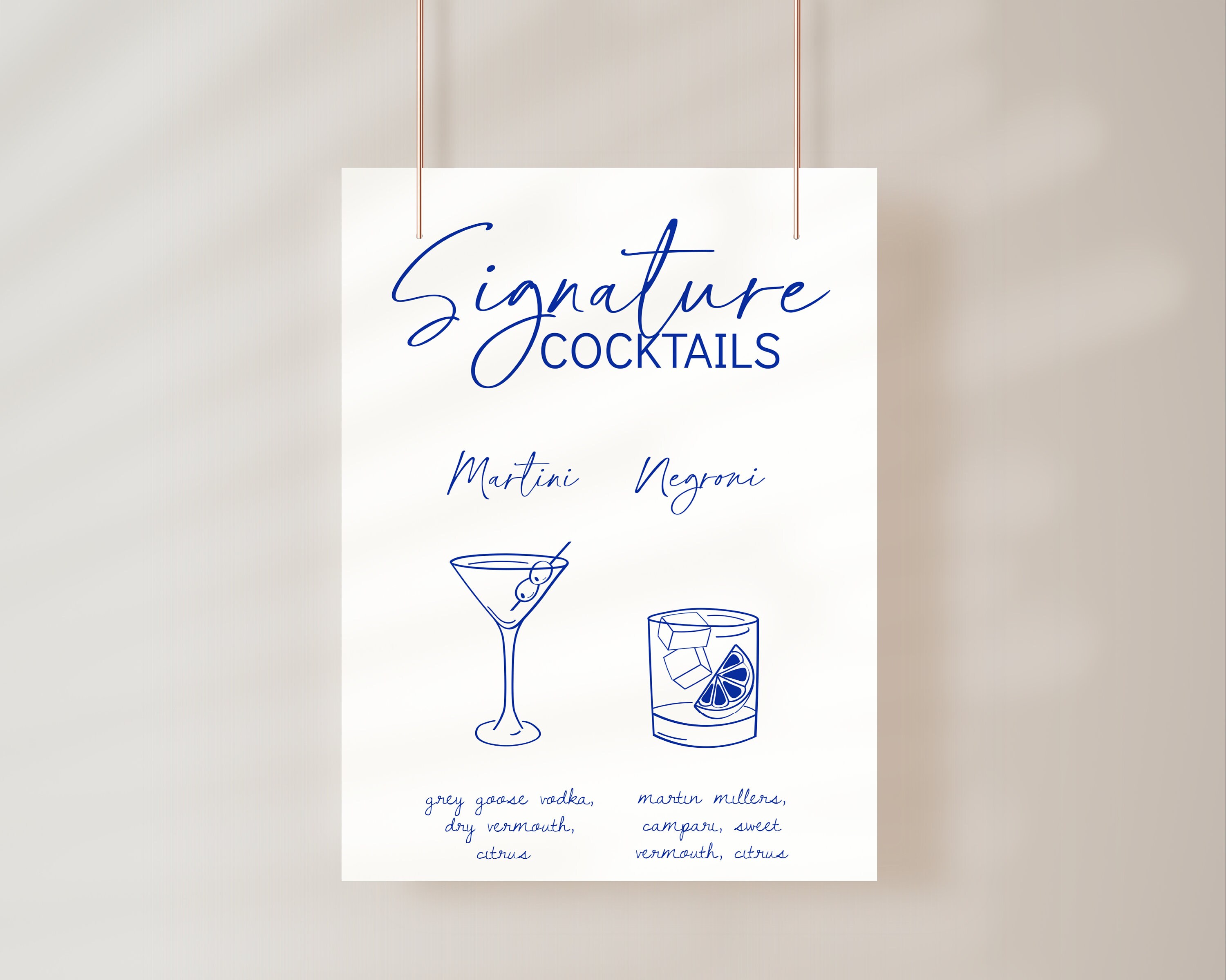 Hand Drawn Signature Cocktail Bar Sign | Blue La Dolce Vita Bar Sign ...