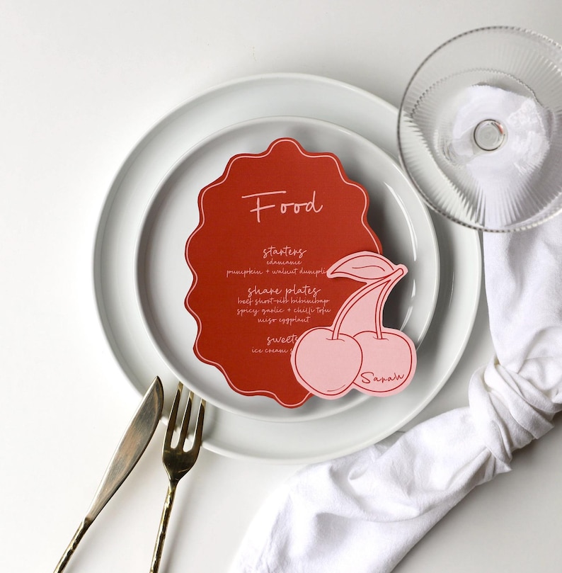 Cherry Shaped Place Card Template Mon Cheri Bachelorette Party, Cherry ...