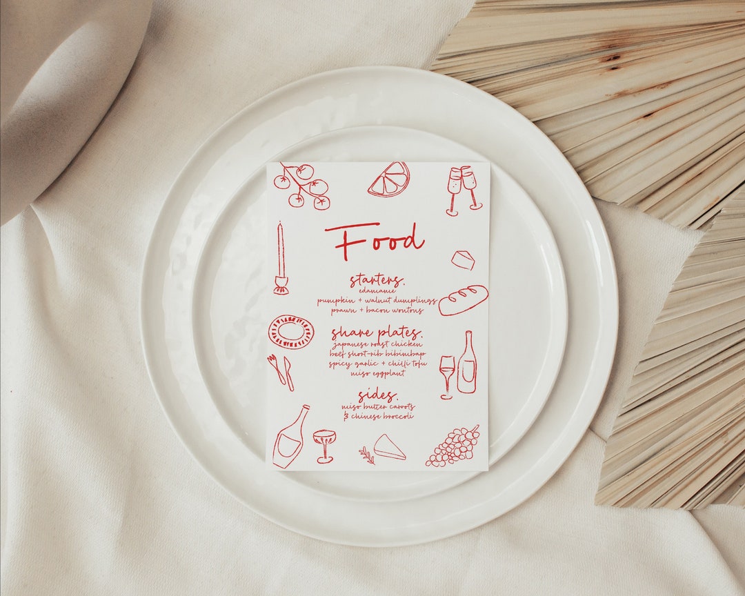 Red Hand Drawn Menu Template | Handwritten Mediterranean Menu, Food ...