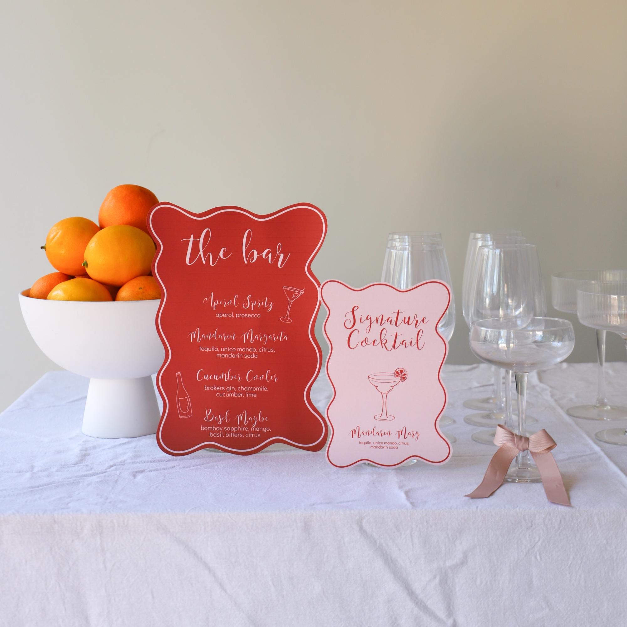 Wavy Bar Menu Sign Template, Custom Bar Sign for Wedding, Illustrated ...