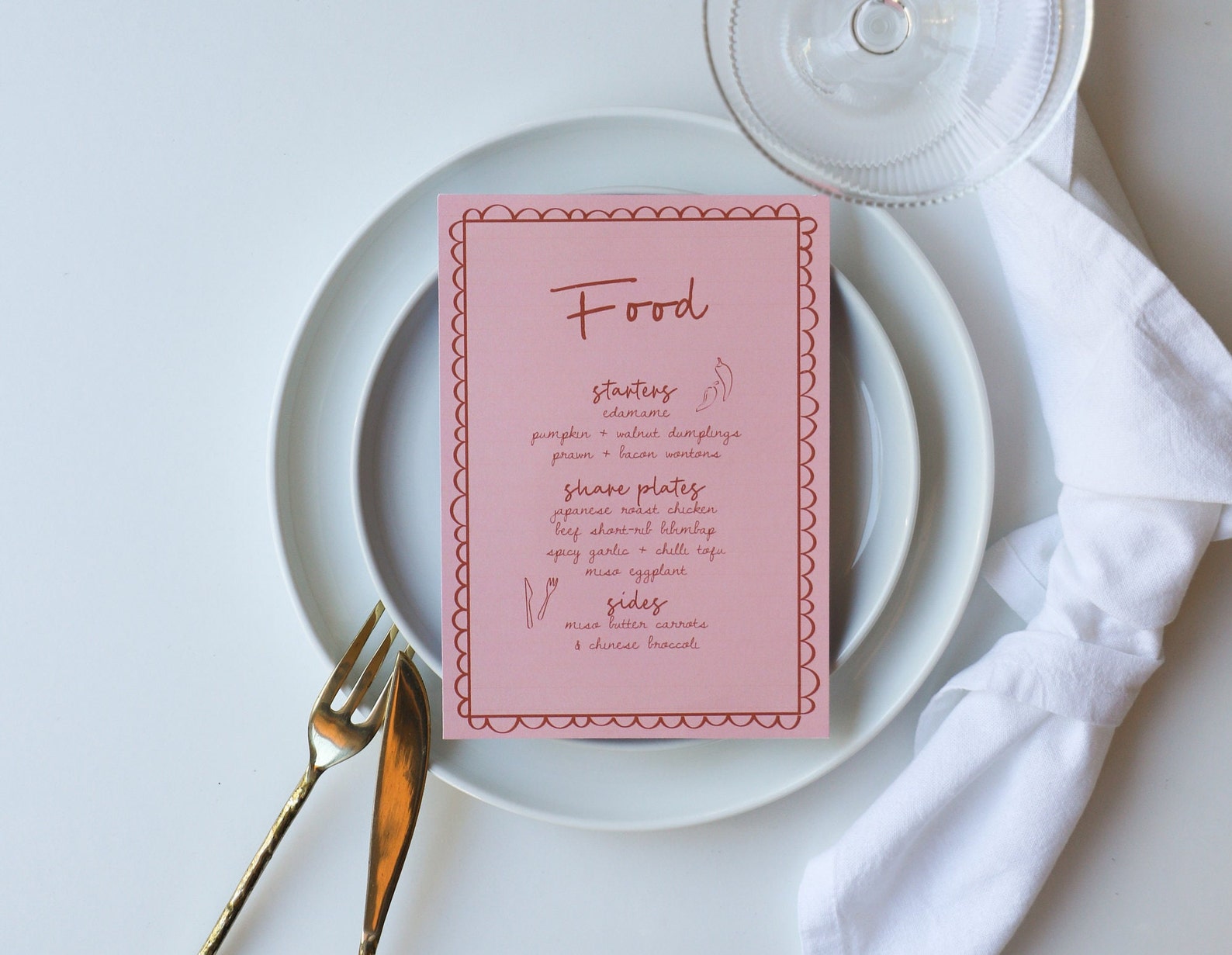 Scalloped Menu and Martini Place Card Template | Italian Style Hens ...