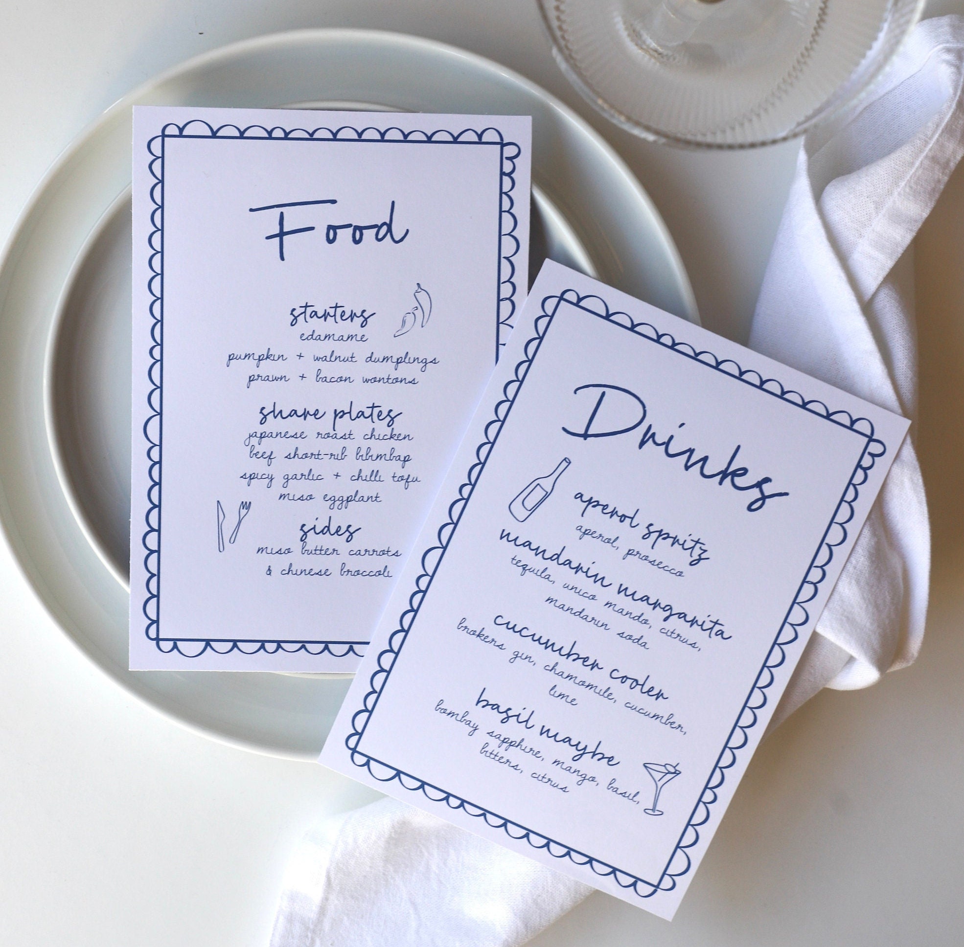 Blue Italian Menu With Lemon Place Card Template, Italy Wedding Menu ...
