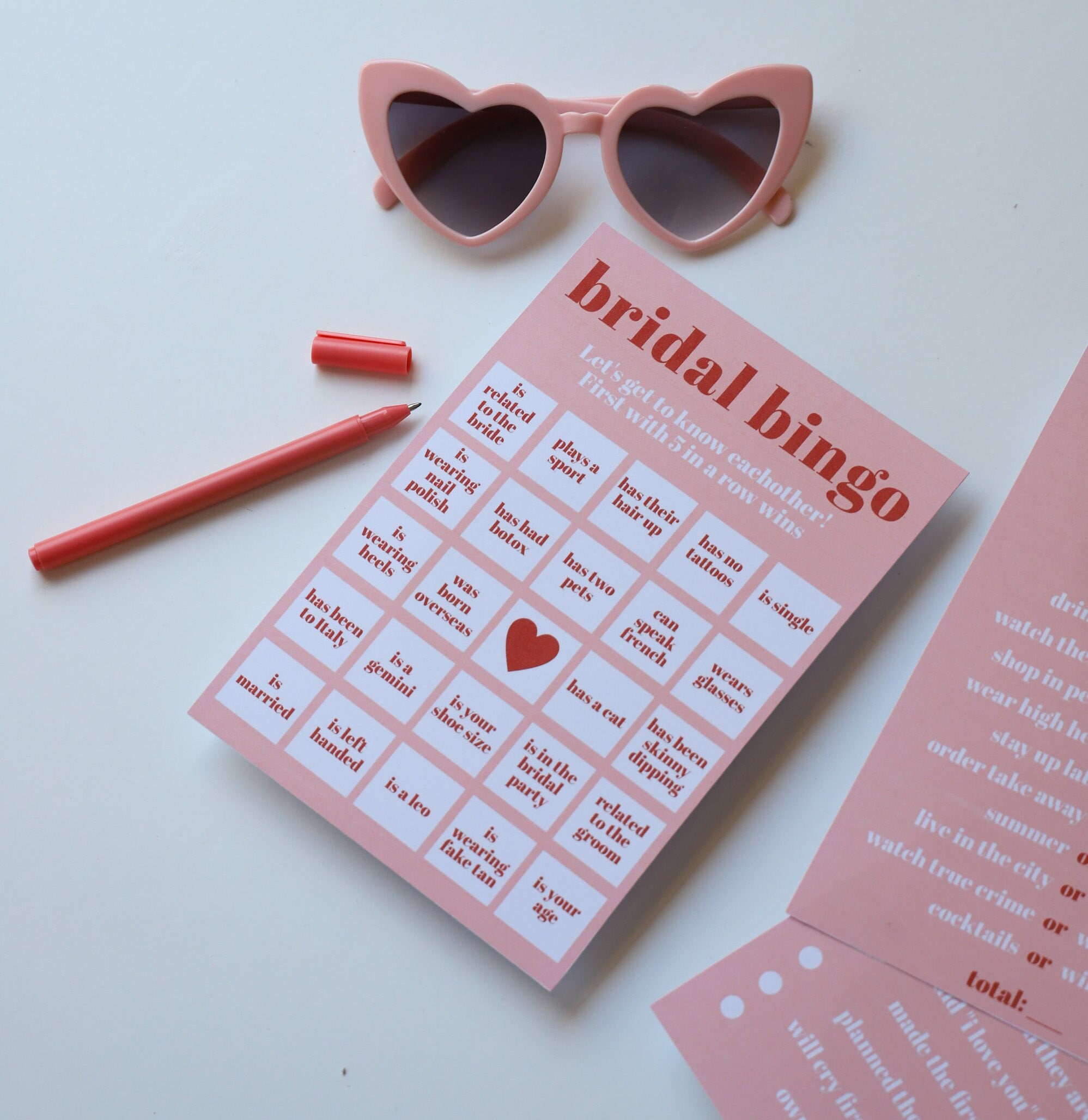 Pink and Red HENS PARTY GAMES | Modern Bachelorette/bridal Shower Party ...