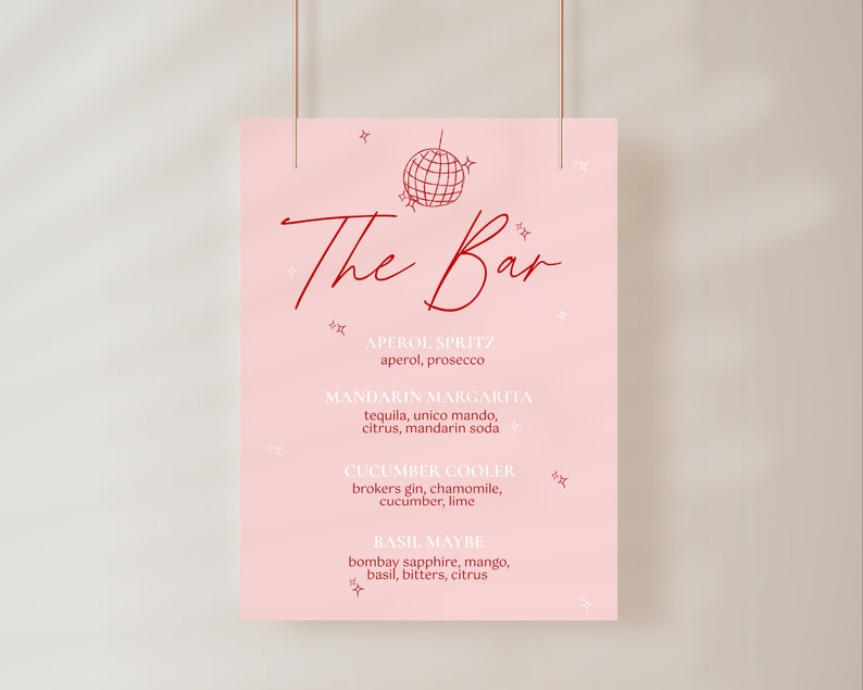 BACHELORETTE BAR SIGN | Wavy Border Modern Dinner Party/hens Party A4 ...