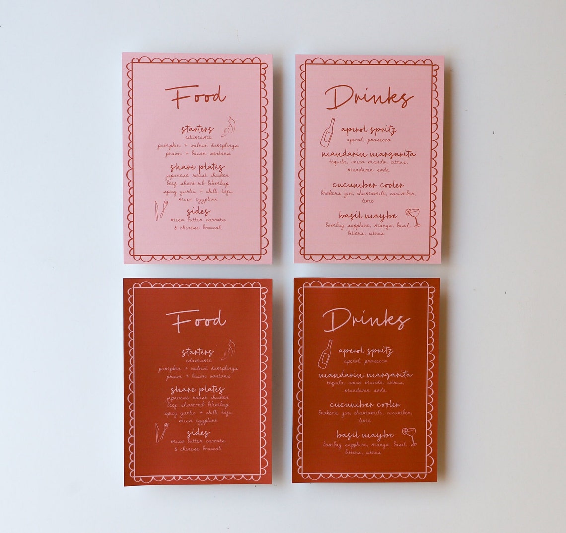 Scalloped Menu and Martini Place Card Template | Italian Style Hens ...
