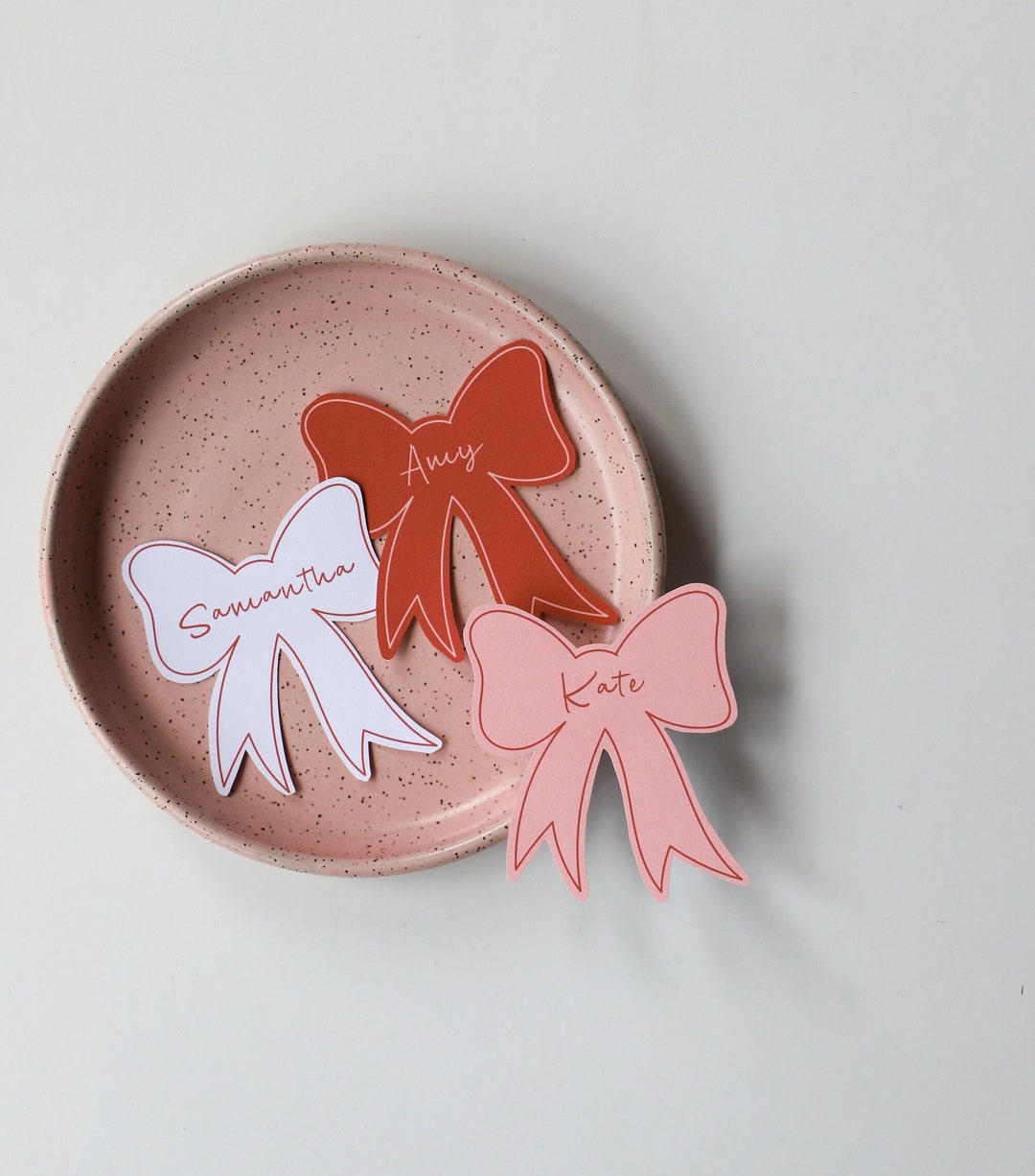 Blush Pink BOW SHAPED PLACECARD Template | Hand Drawn Bow Illustration ...