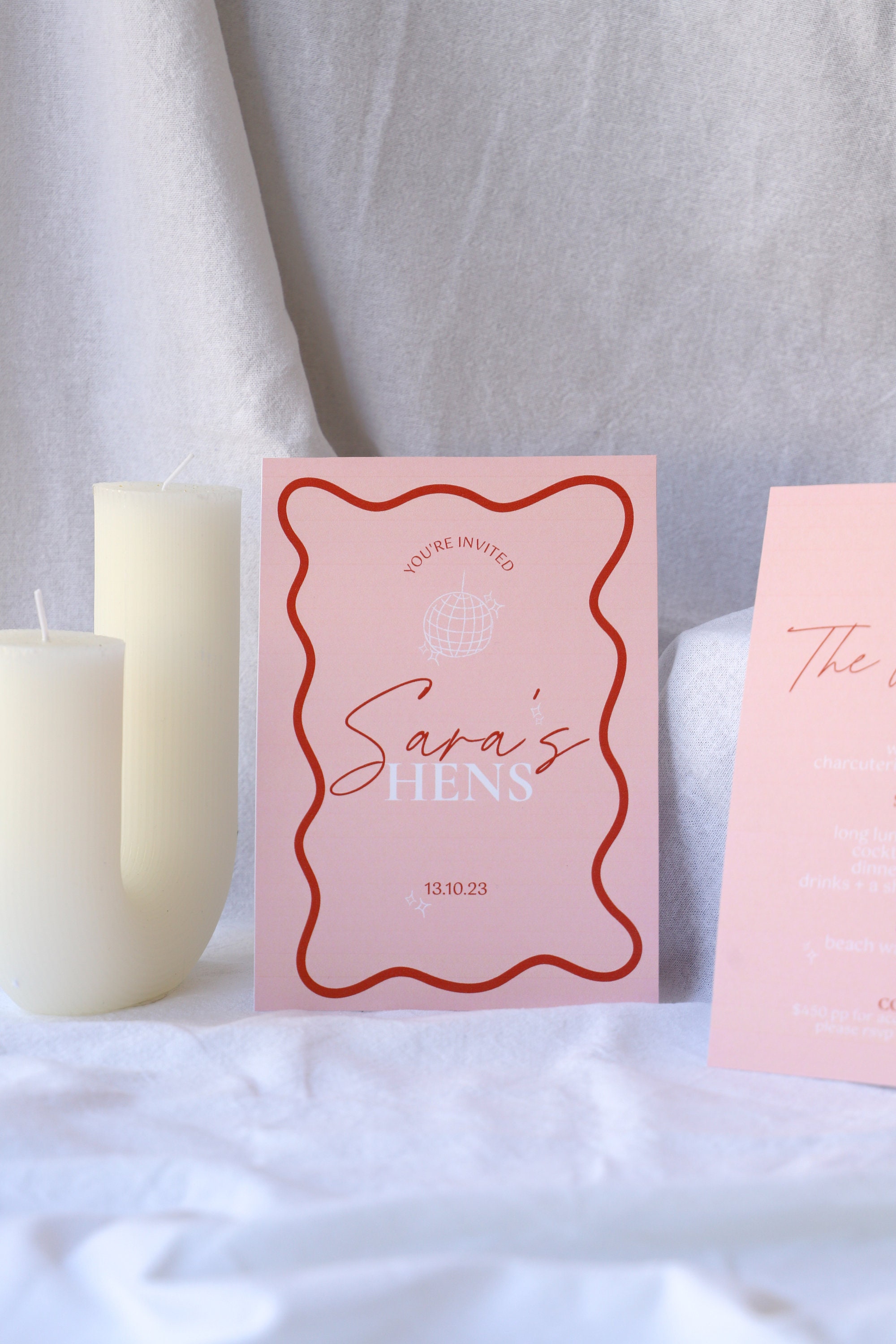 HENS PARTY INVITATION | Wavy Border Pink Modern Bachelorette Weekend ...