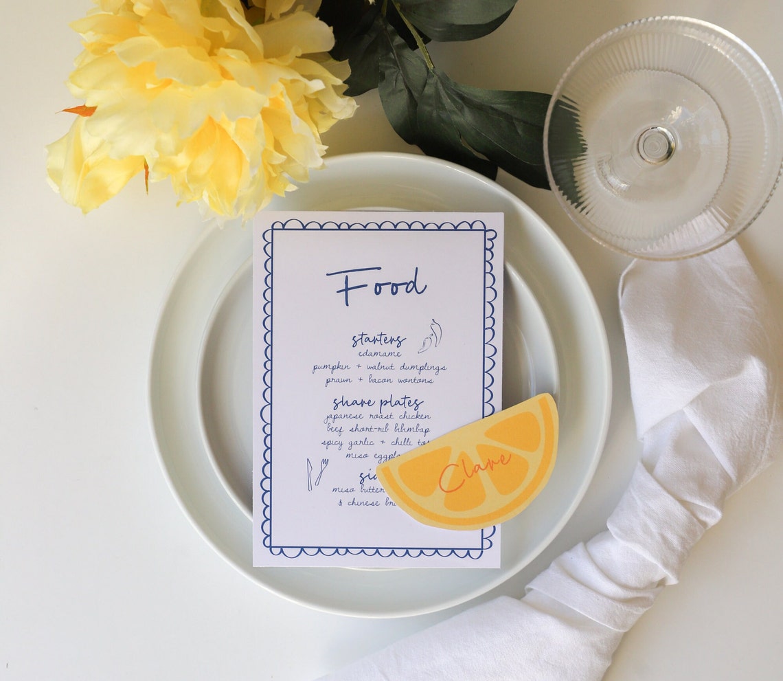 LEMON PLACE CARD Template | Italian Theme Party, Lemon Illustration ...