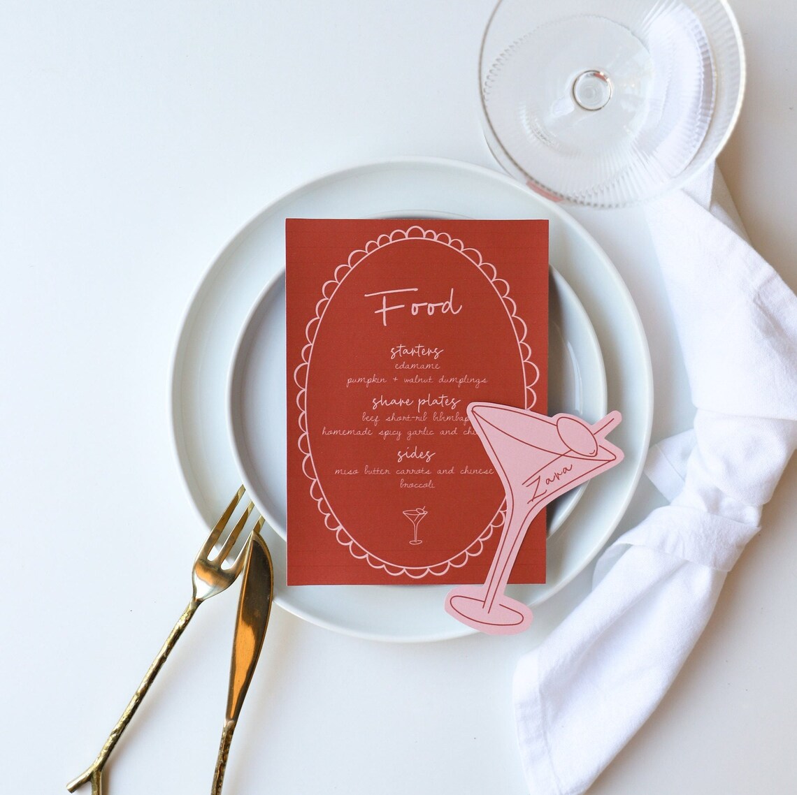 Martini Menu and Martini Shaped Place Cards Template | Oval Wave Menu ...