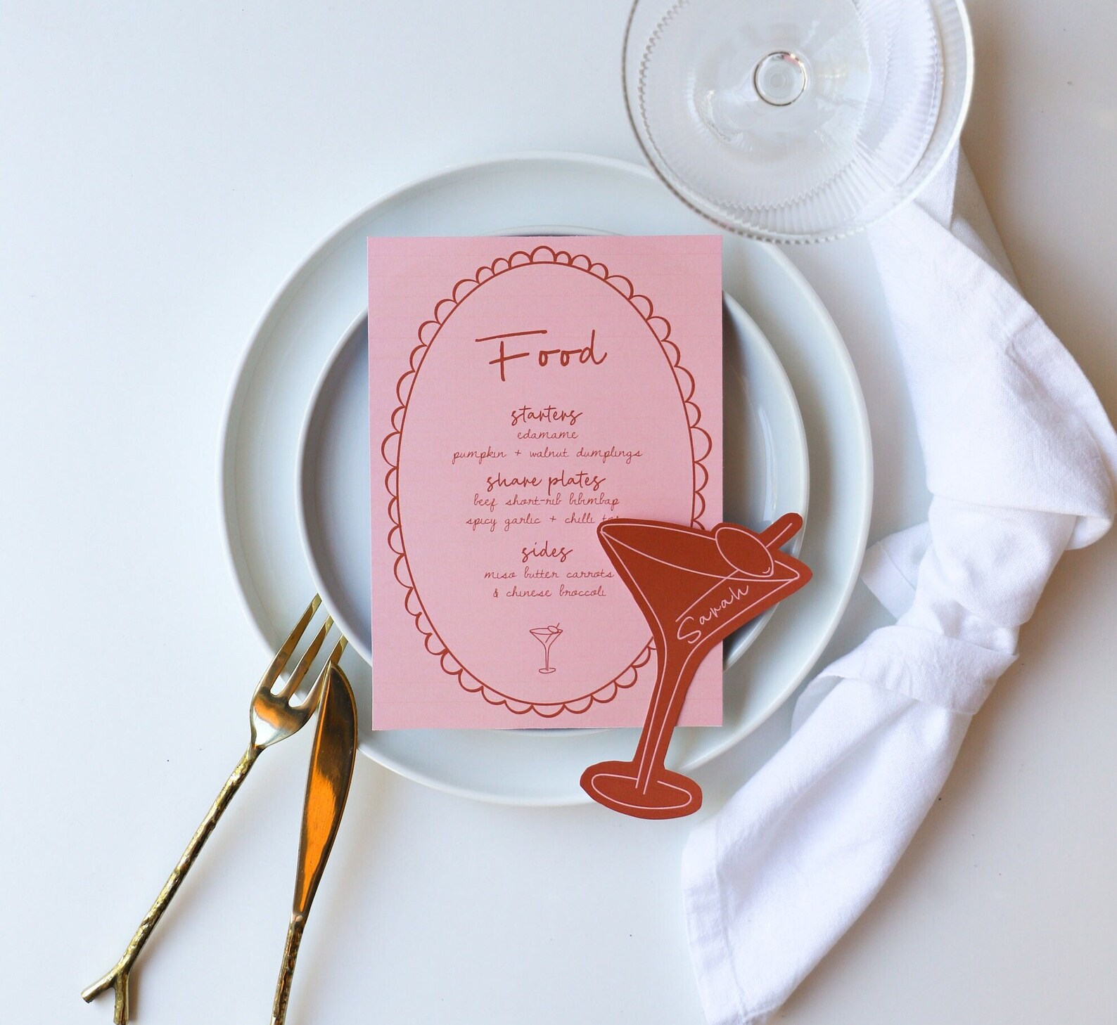 Martini Menu and Martini Shaped Place Cards Template | Oval Wave Menu ...