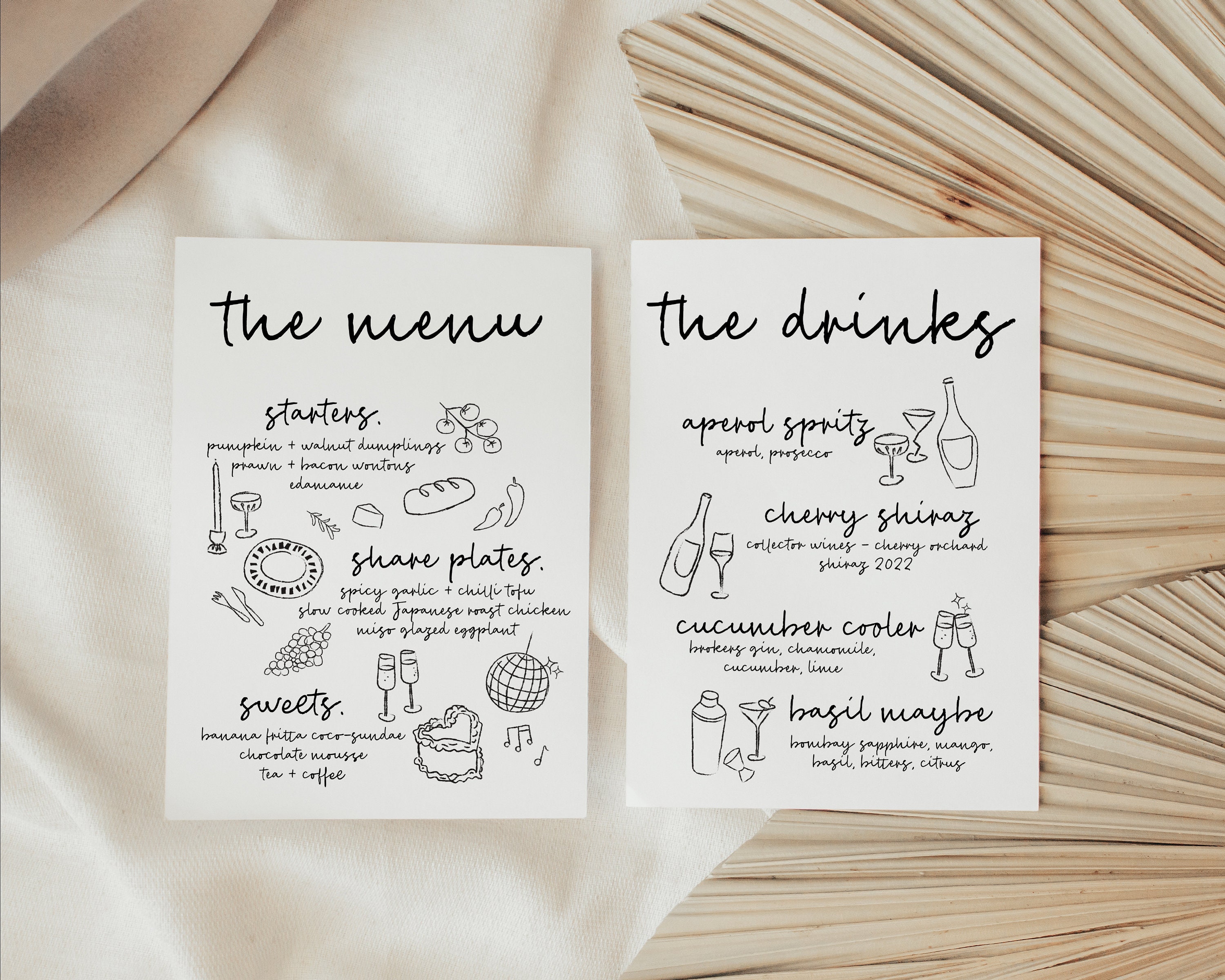 HAND DRAWN MENU Template | Handwritten Dinner Menu, Scribble ...