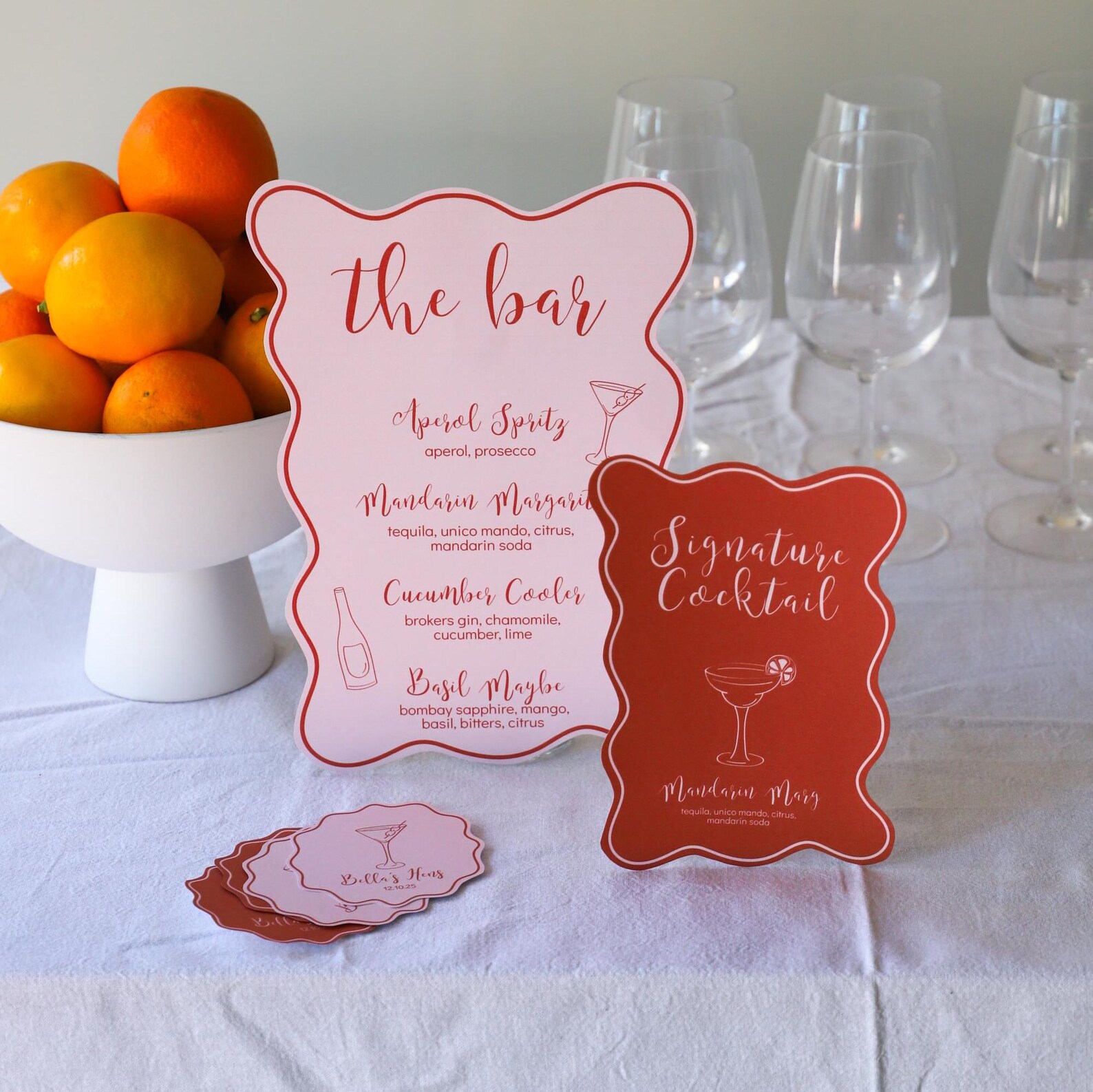 Wavy Bar Menu Sign Template, Custom Bar Sign for Wedding, Illustrated ...