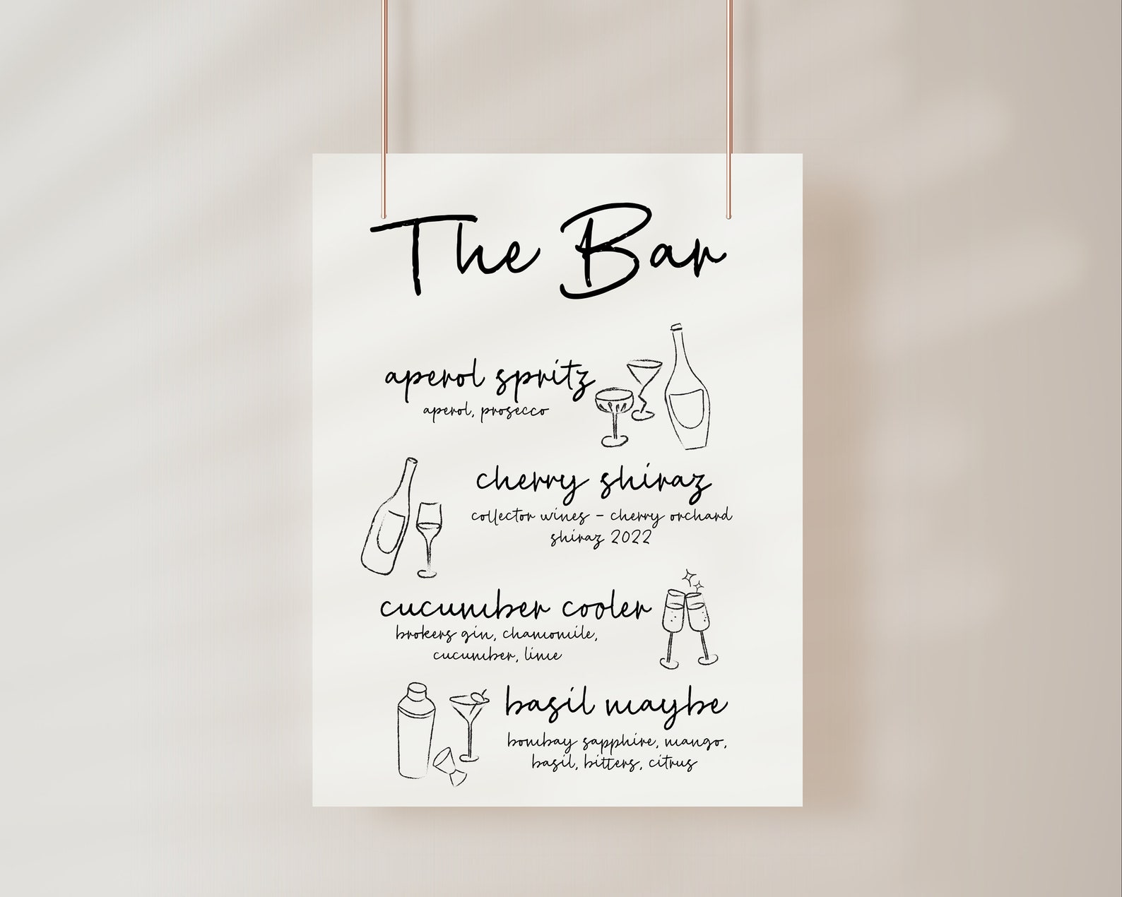 ILLUSTRATED BAR SIGN | Hand Drawn Scribble Bar Sign, Editable ...