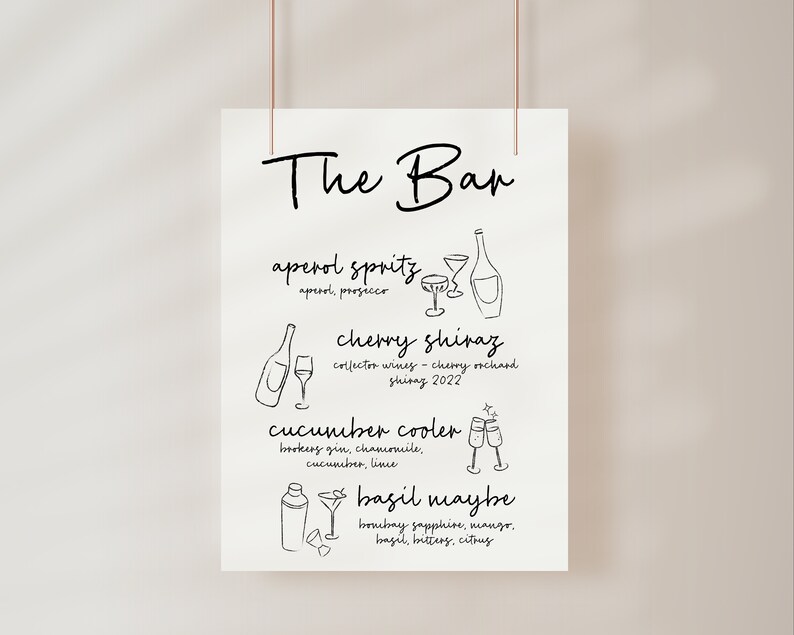 ILLUSTRATED BAR SIGN | Hand Drawn Scribble Bar Sign, Editable ...