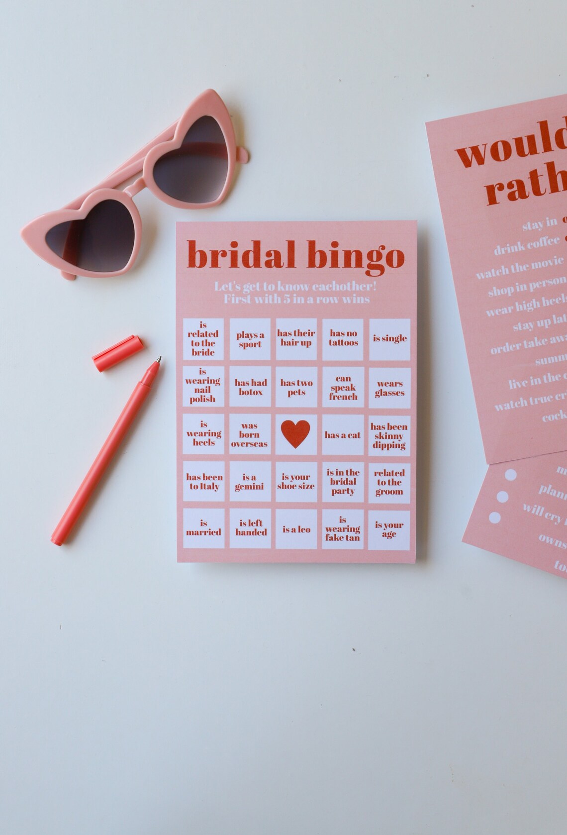 Pink and Red HENS PARTY GAMES | Modern Bachelorette/bridal Shower Party Games Template (4x Games ...