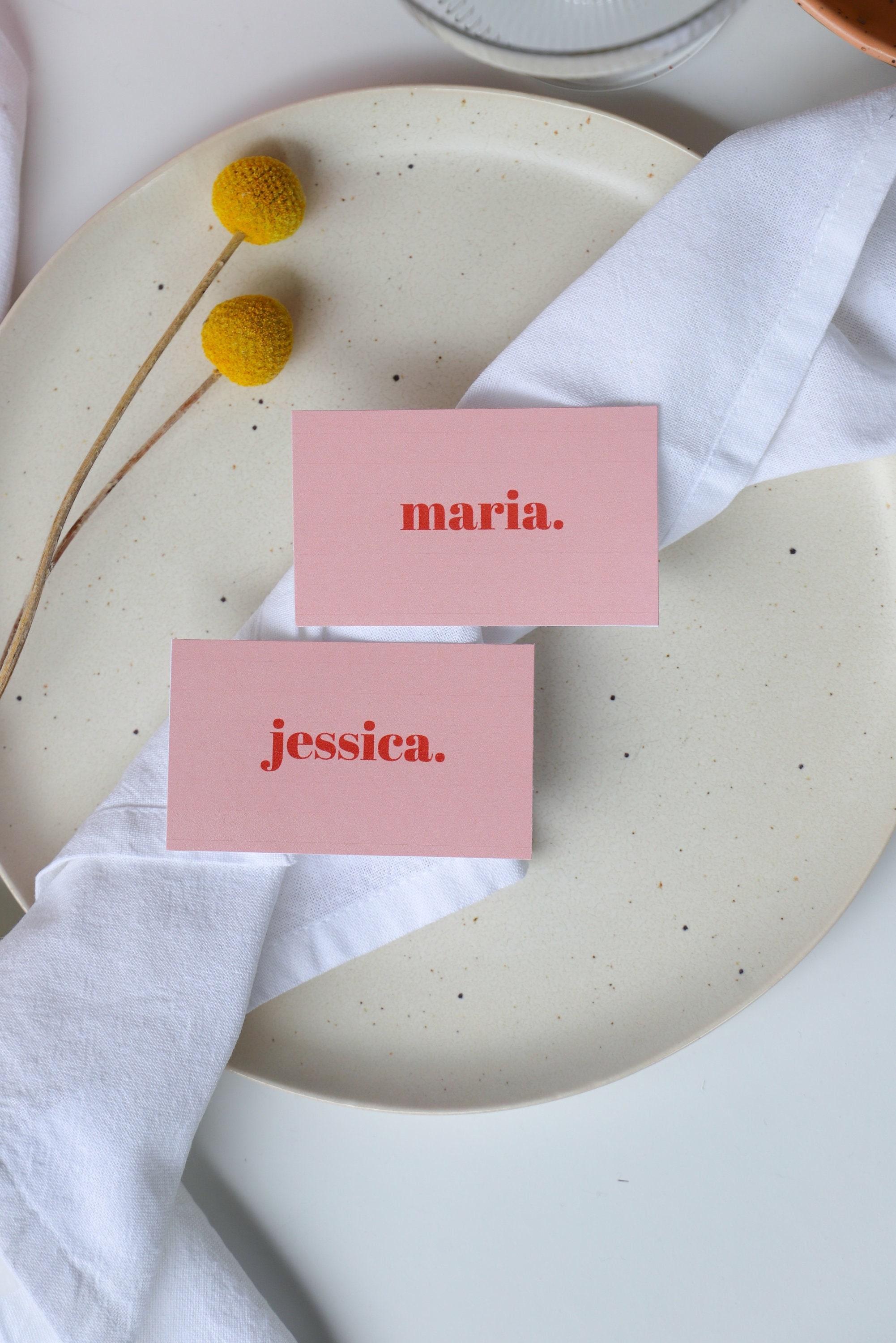 Bold Pink and Red Place Card Template | Blush Pink Name Card, Pink and ...