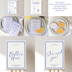 BACHELORETTE BUNDLE | Menu + Placecards + Welcome Sign + Bar Signage ...