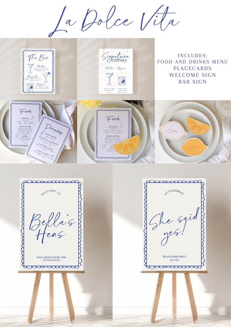 BACHELORETTE BUNDLE | Menu + Placecards + Welcome Sign + Bar Signage ...