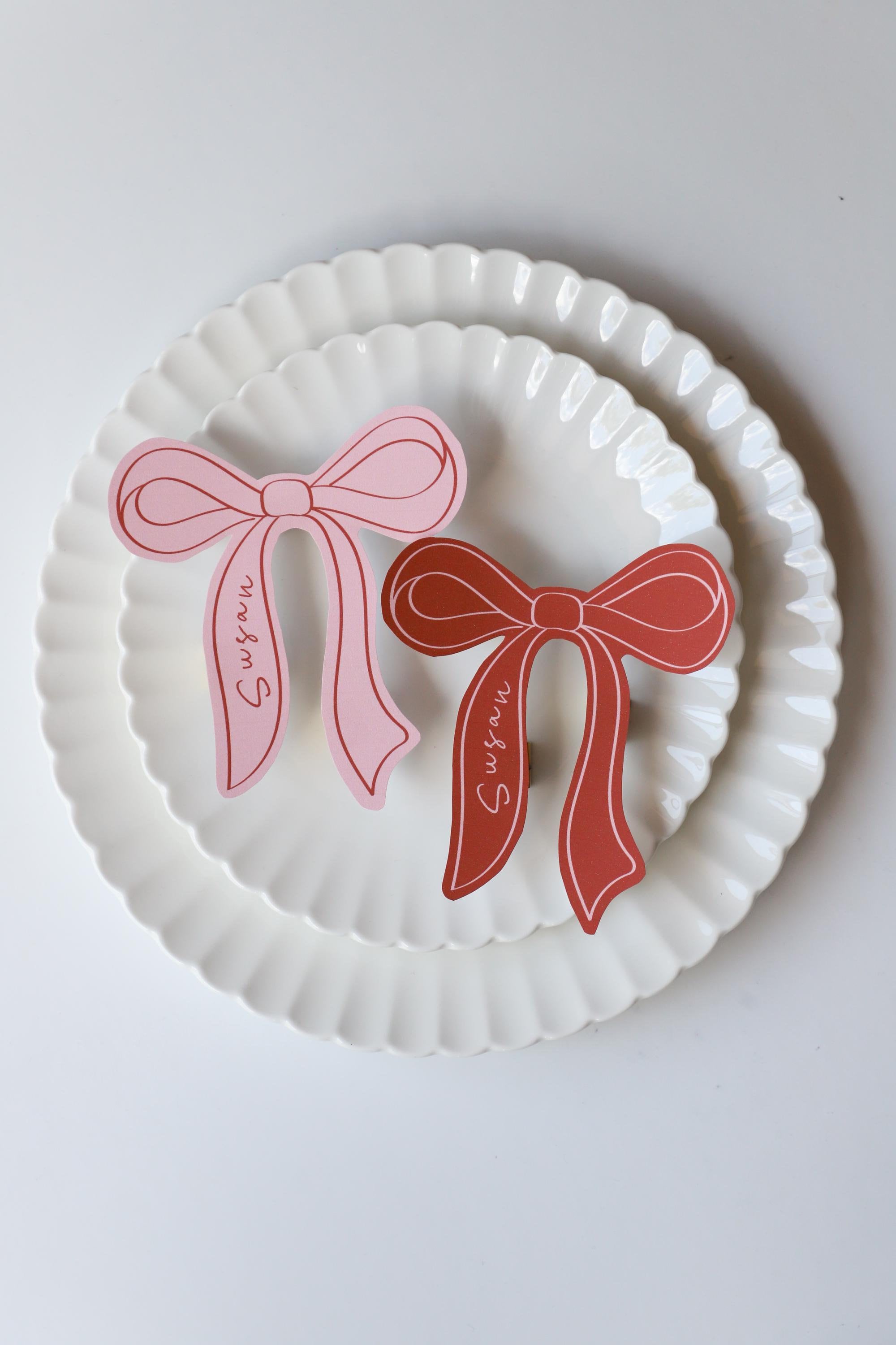 BOW SHAPED PLACECARD Template | Hand Drawn Bow and Ribbon Illustration ...