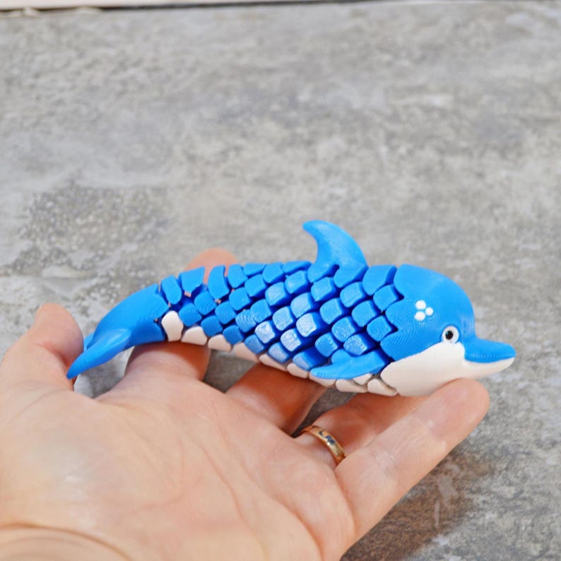 3D Printed Dolphin Fidget Toy, Adult Fidget Toy Quiet, Articulated 3D ...
