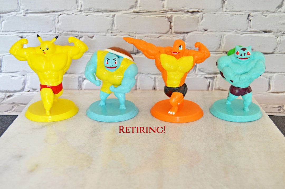 3D Printed Buff Pokemon Set Swole Pokemon Muscle Pokemon - Etsy UK