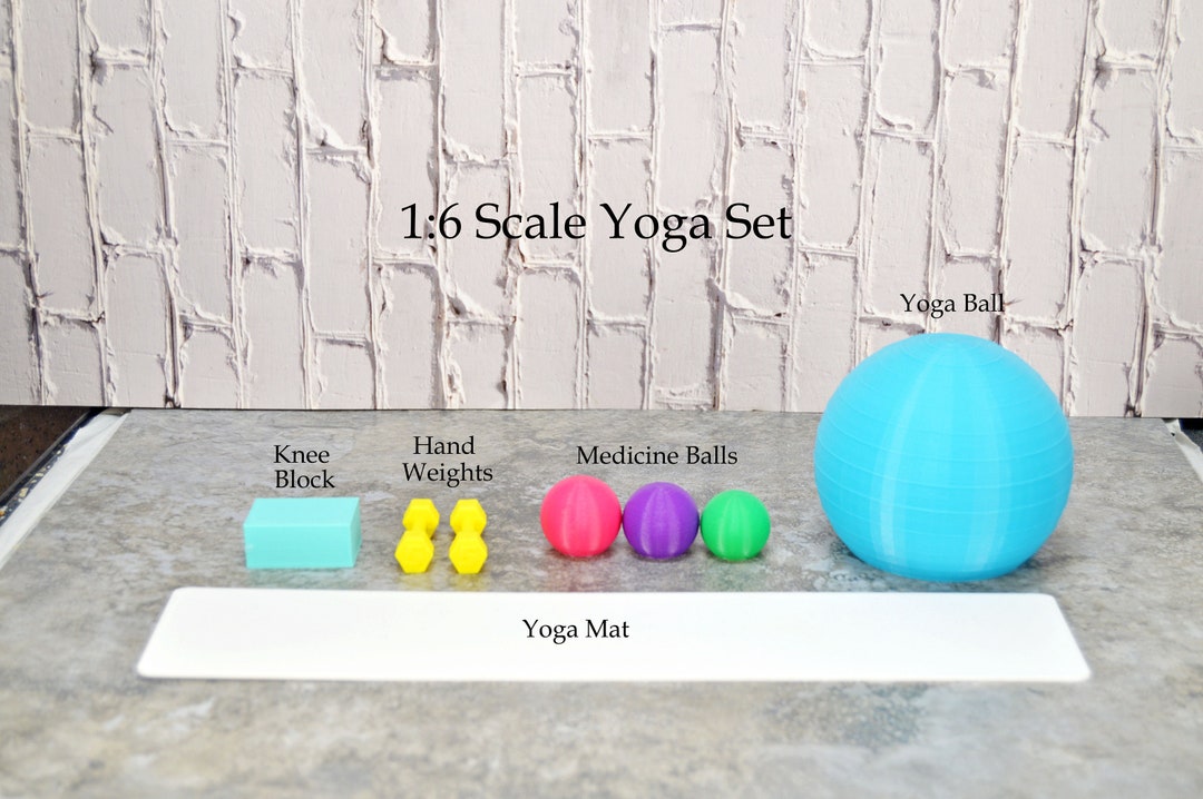 1 6 Scale Yoga Set for Dollhouse, Mini Yoga Mat, Yoga Block, Exercise ...