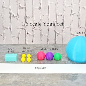 1 6 Scale Yoga Set for Dollhouse, Mini Yoga Mat, Yoga Block, Exercise ...