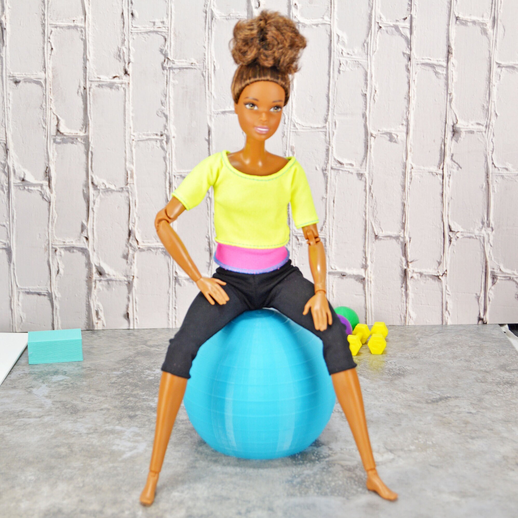 1 6 Scale Yoga Set for Dollhouse, Mini Yoga Mat, Yoga Block, Exercise ...