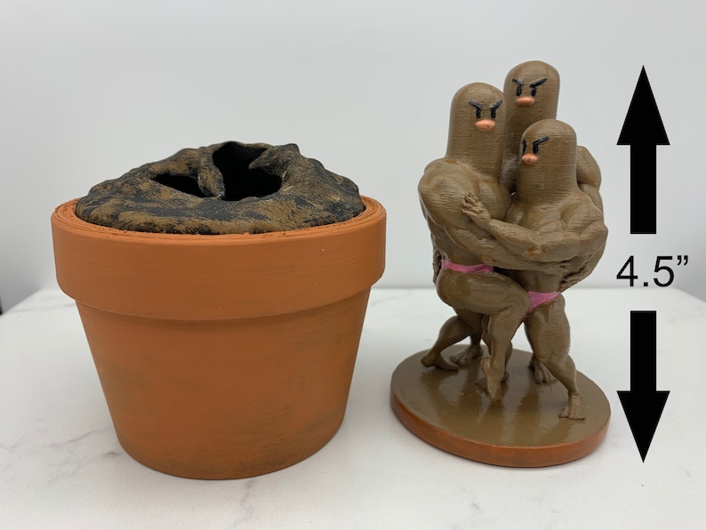 Dugtrio muscular dugtrio statue diglett buff diglett trio | Etsy